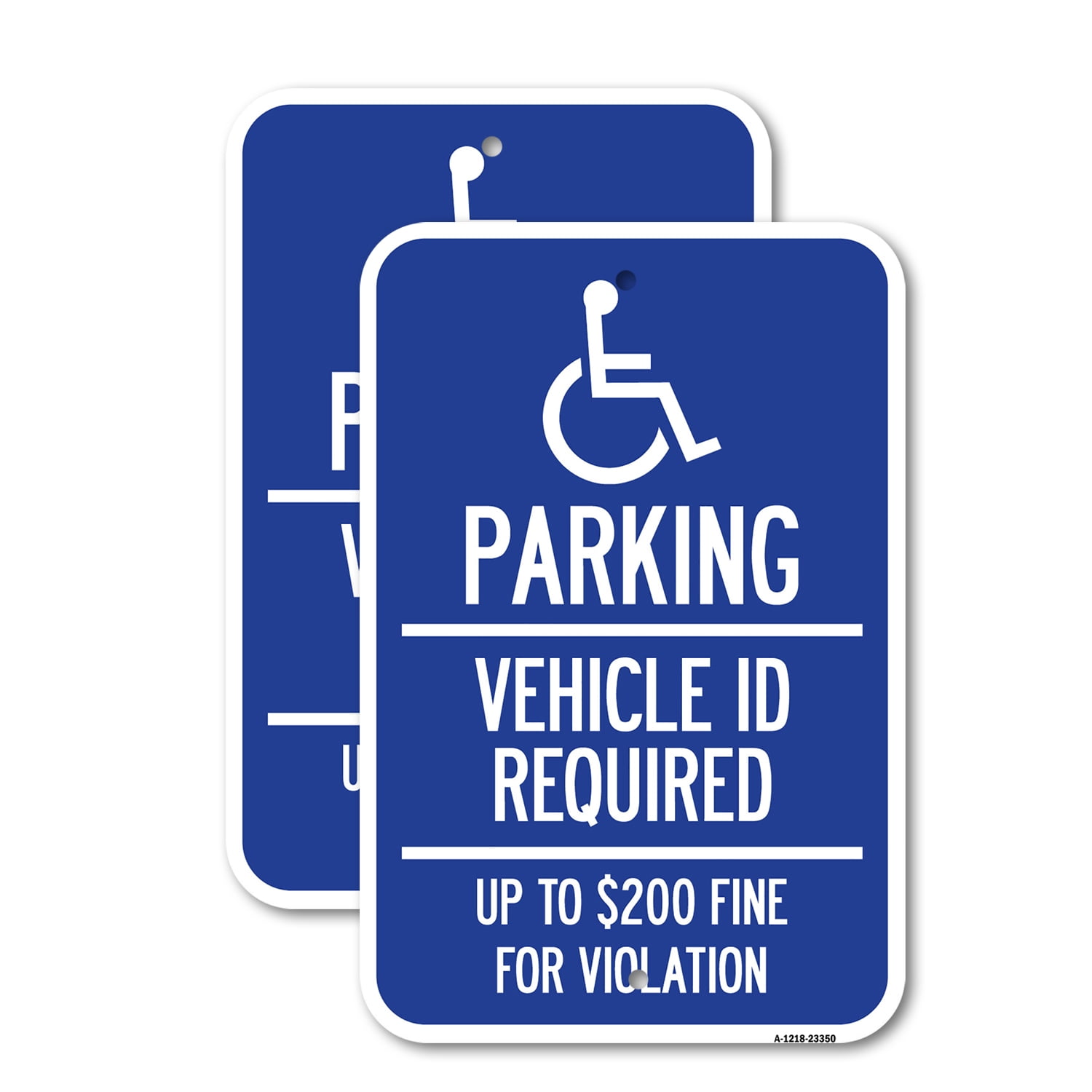 (2 Pack) Parking Vehicle Id Required Up to $200 Fine for Violation ...