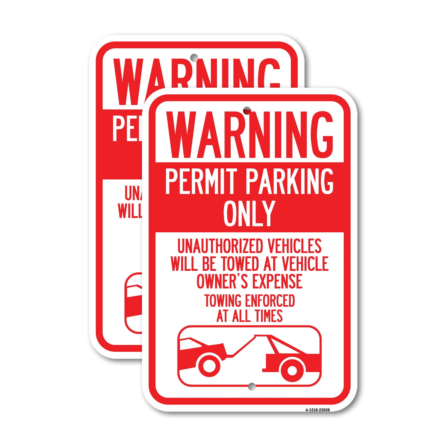 (2 Pack) No Parking Without Permit Warning Sign Permit Parking Only ...