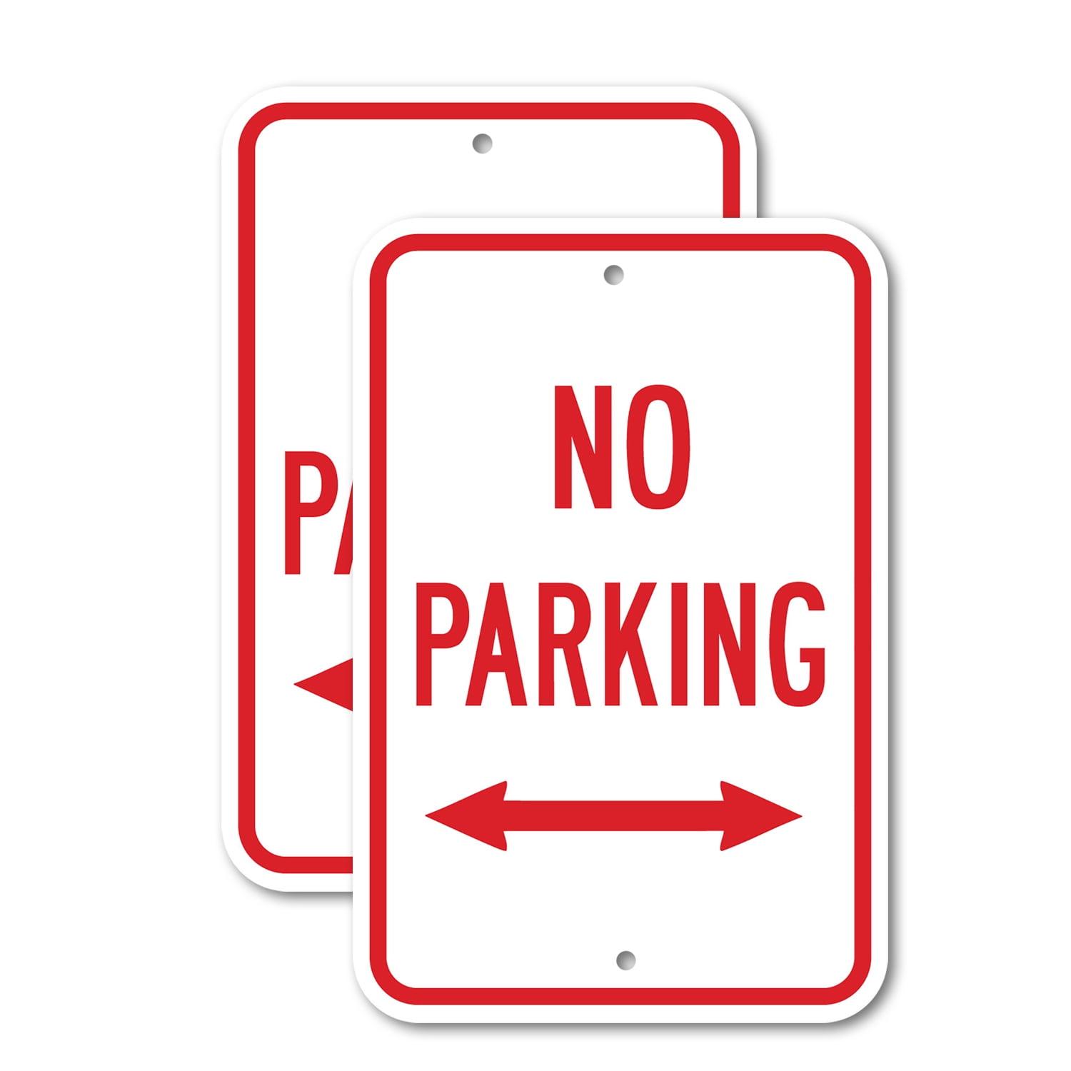 (2 Pack) No Parking with double arrow | 12" X 18" Heavy-Gauge Aluminum ...