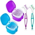 2 Pack Partial Denture Bath Case Retainer Cleaning Case for Travel ...