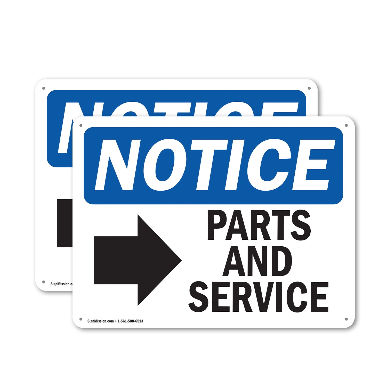 (2 Pack) Parts And Service [Right Arrow] OSHA Notice Sign 18 Inch X 12 ...