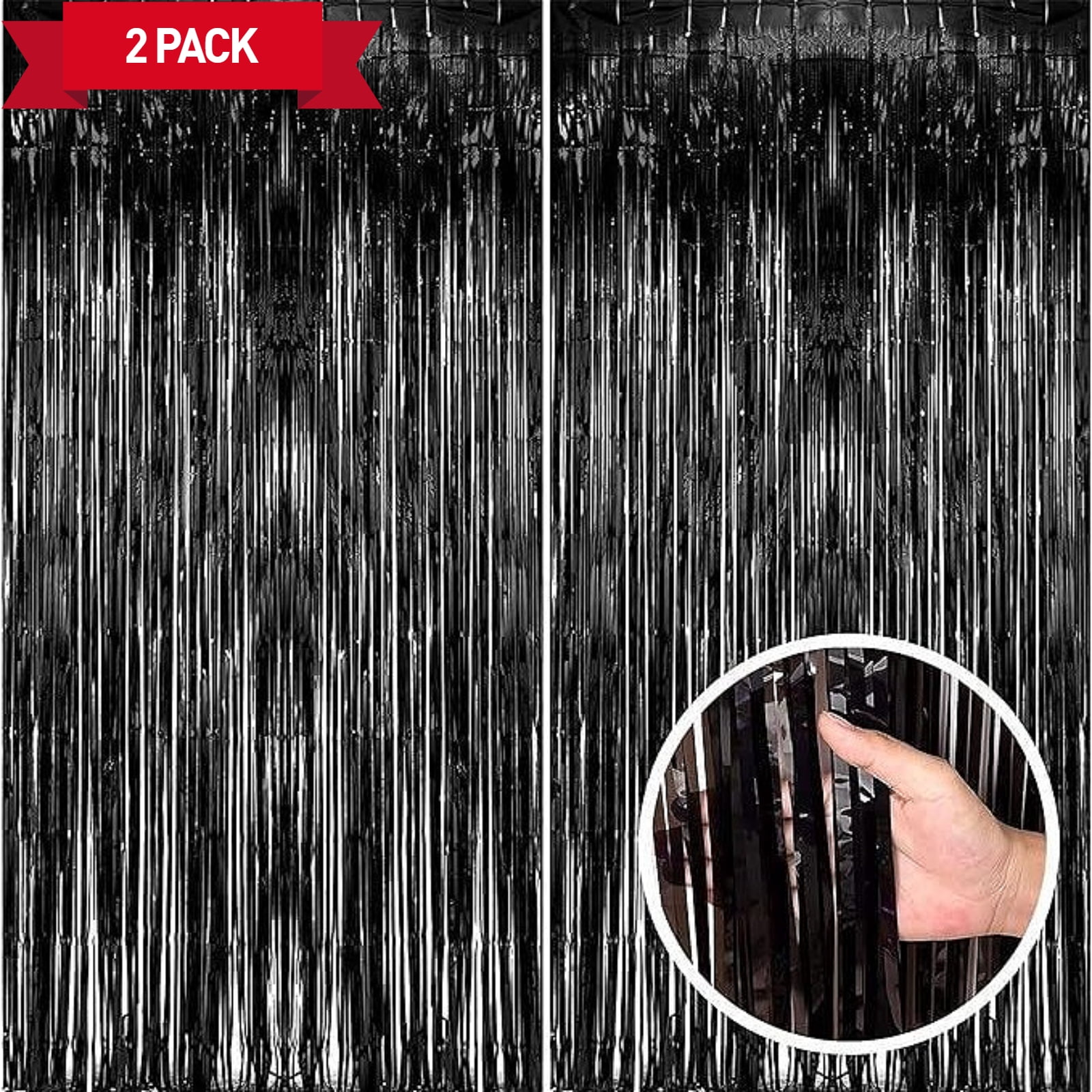 2 Pack Party Streamers Backdrop Tinsel Foil Fringe Curtains Halloween ...