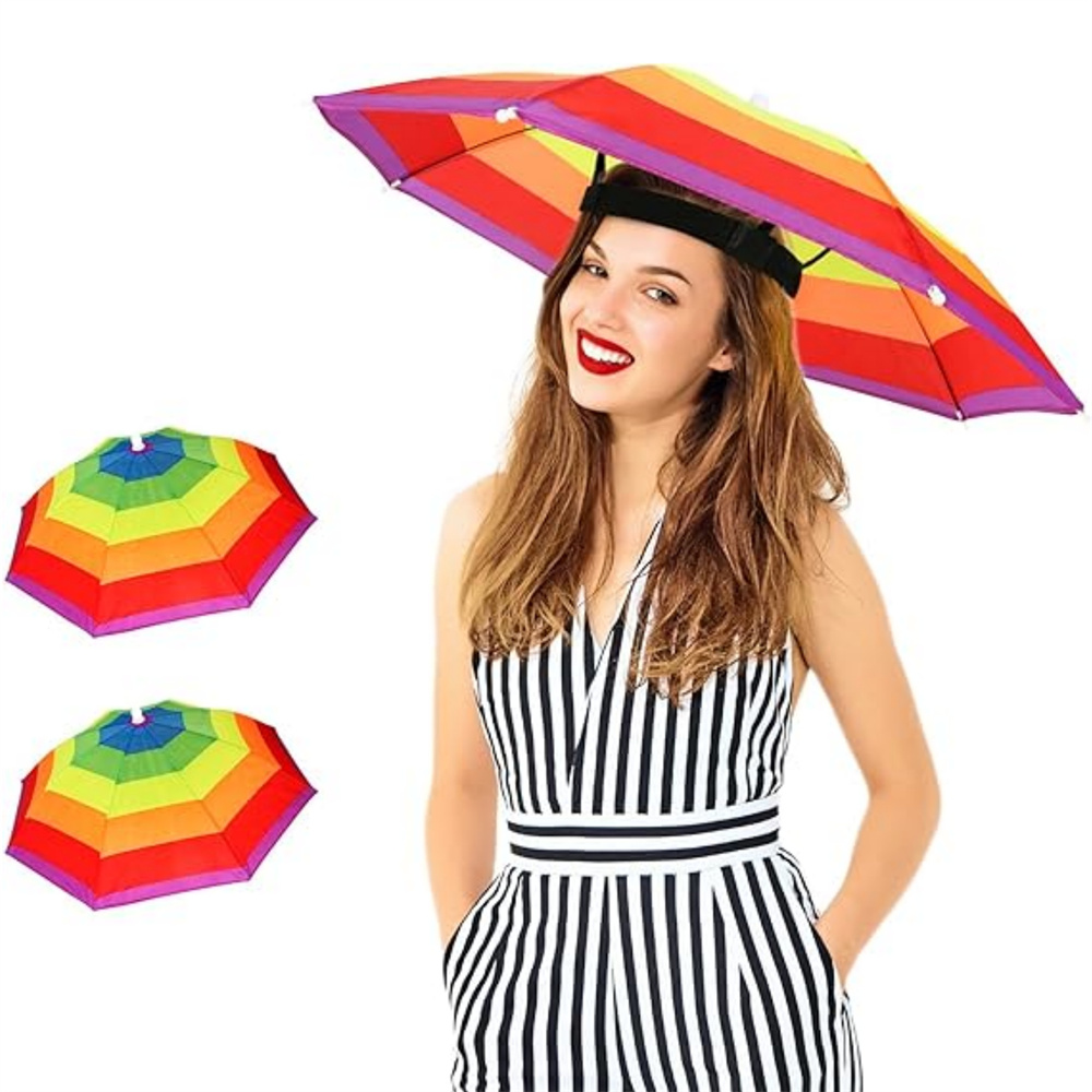 2 Pack Party Umbrella Hat Summer Beach Umbrella Cap Colorful Sun Hats