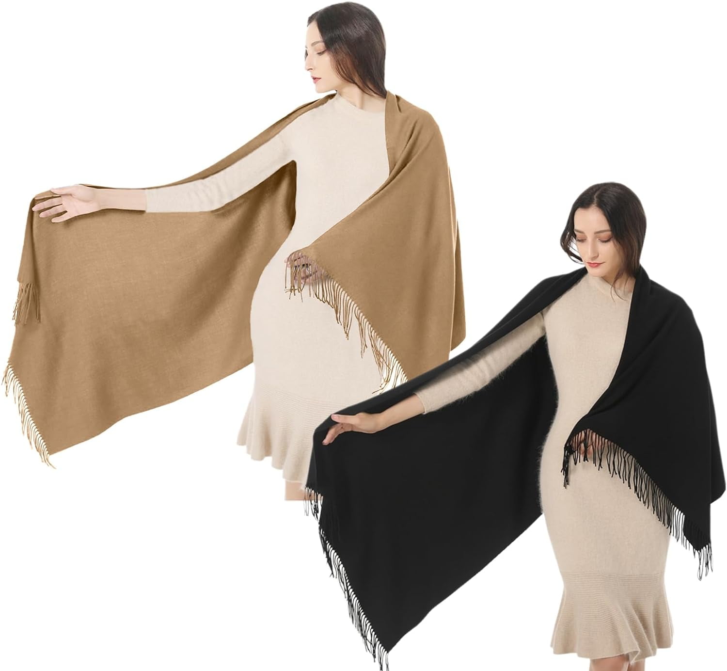 2 Pack Pashmina Shawls and Wraps Large Scarf Womens Gift for Evening ...