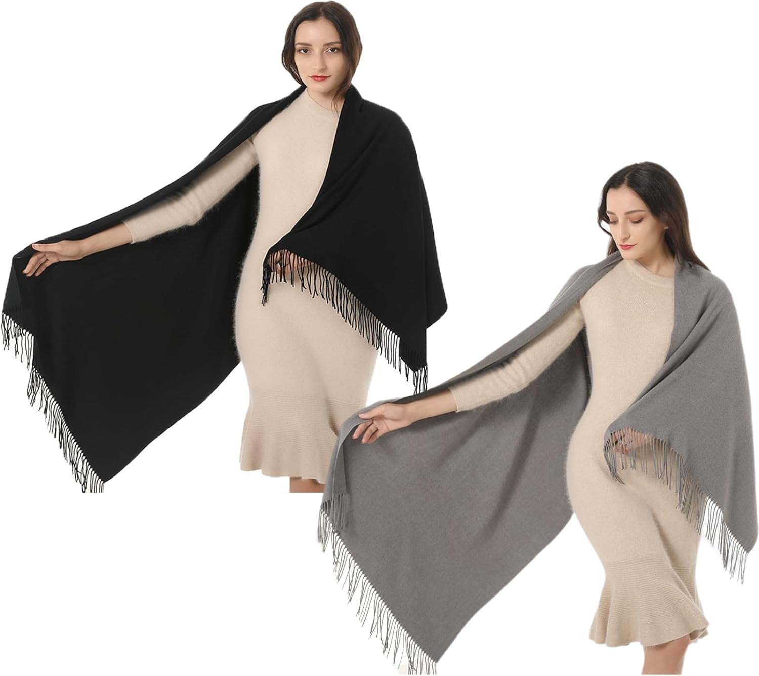 2 Pack Pashmina Shawls and Wraps Large Scarf Womens Gift for Evening ...