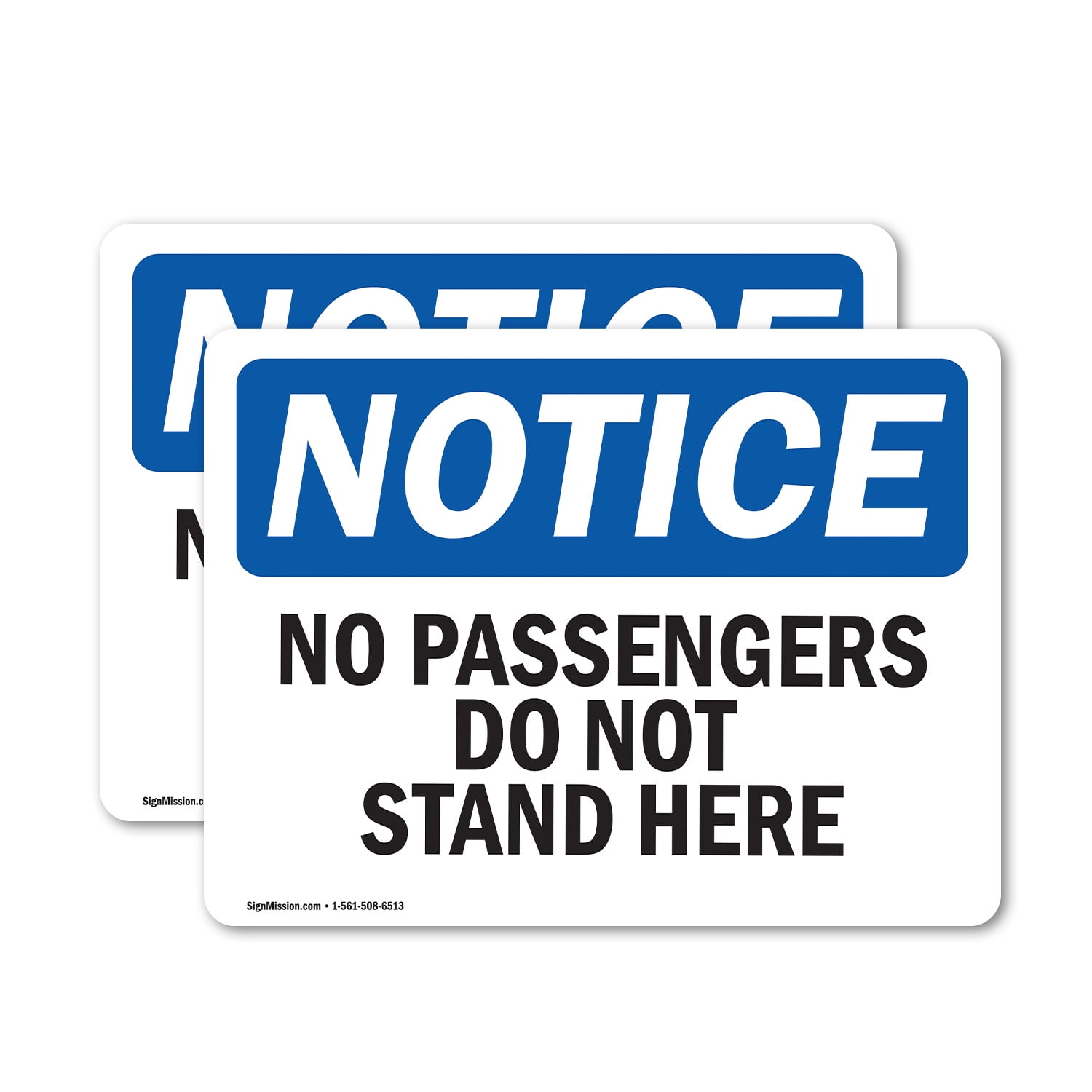 (2 Pack) No Passengers Do Not Stand Here OSHA Notice Sign 24 Inch X 18 ...