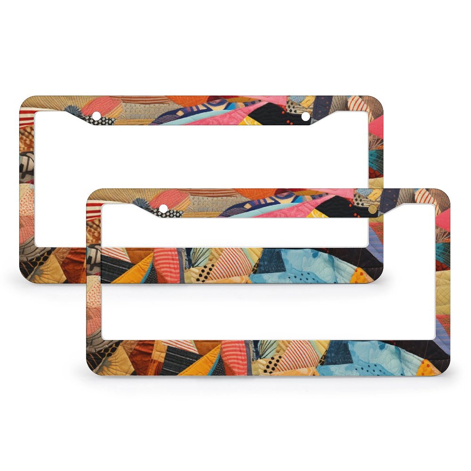 2 Pack Patchwork Quilt With Colored Quilters License Plate Frames ...