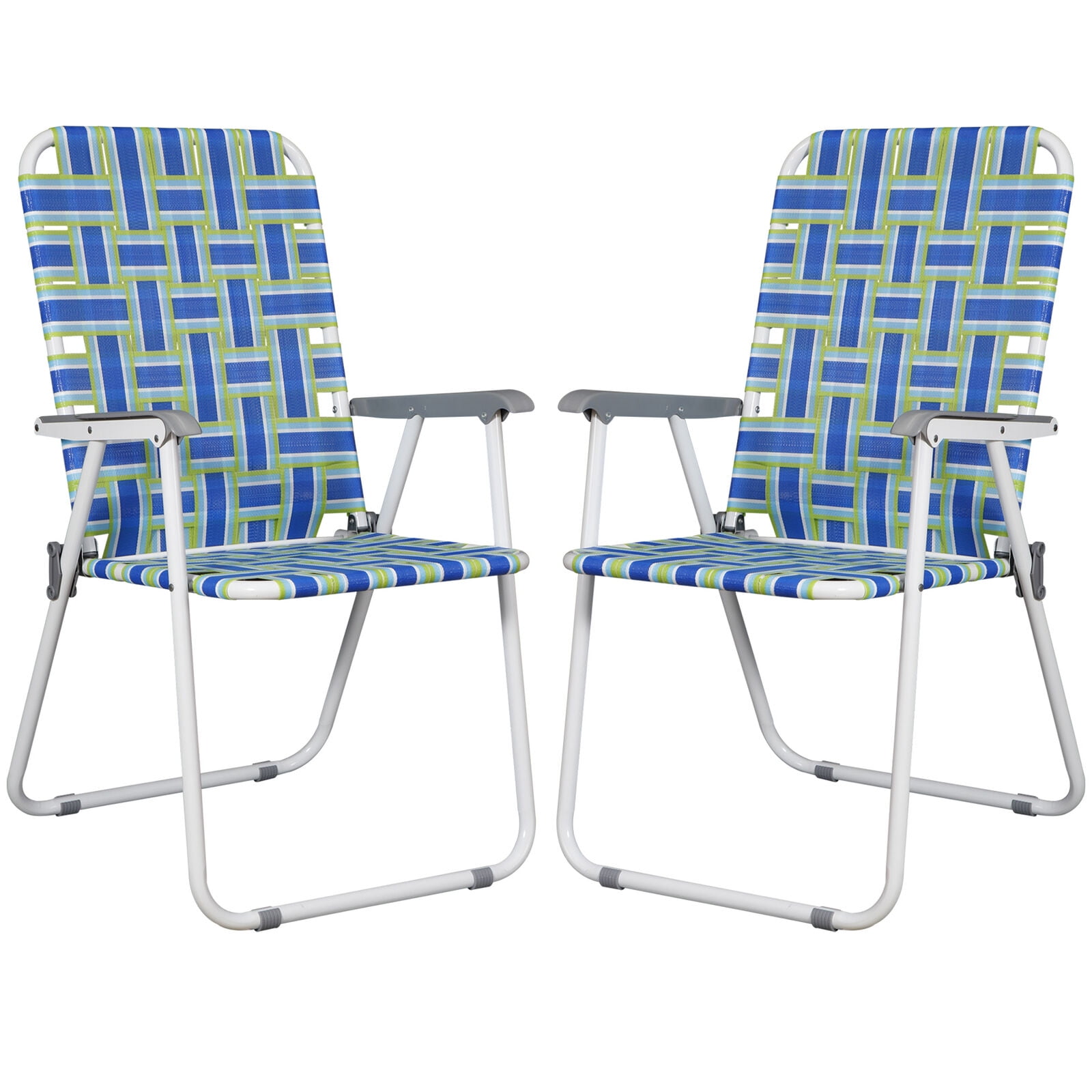 2 Pack Patio Folding Lawn Chairs Beach Chairs Outdoor Webbed Chair w ...