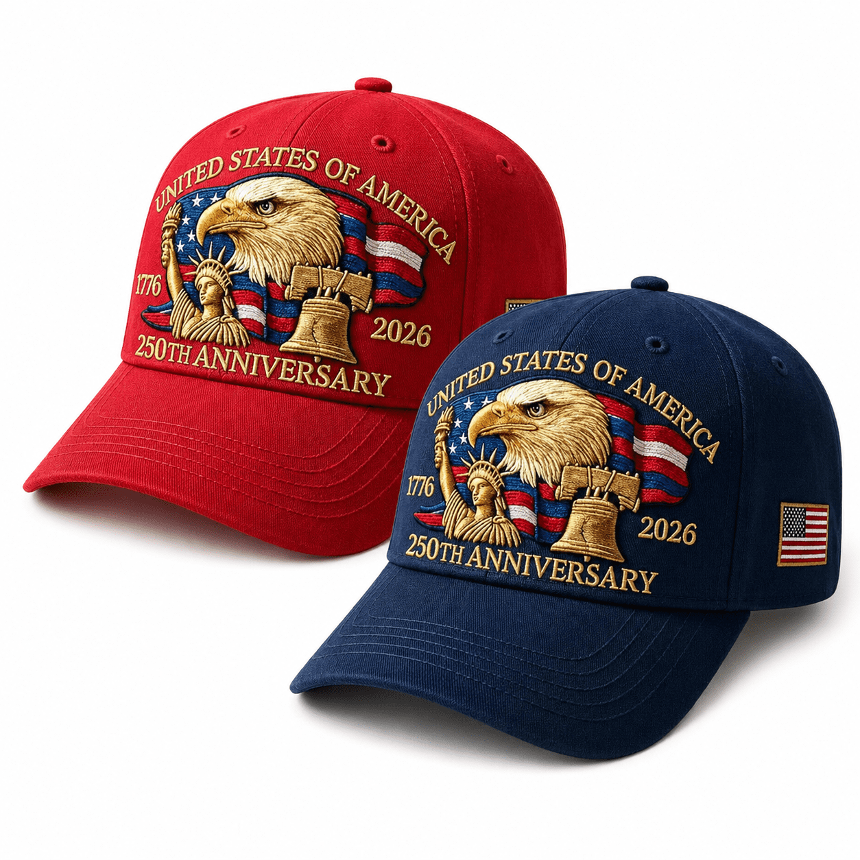 2 Pack Patriotic Baseball Caps for USA 250th Anniversary, Independence ...