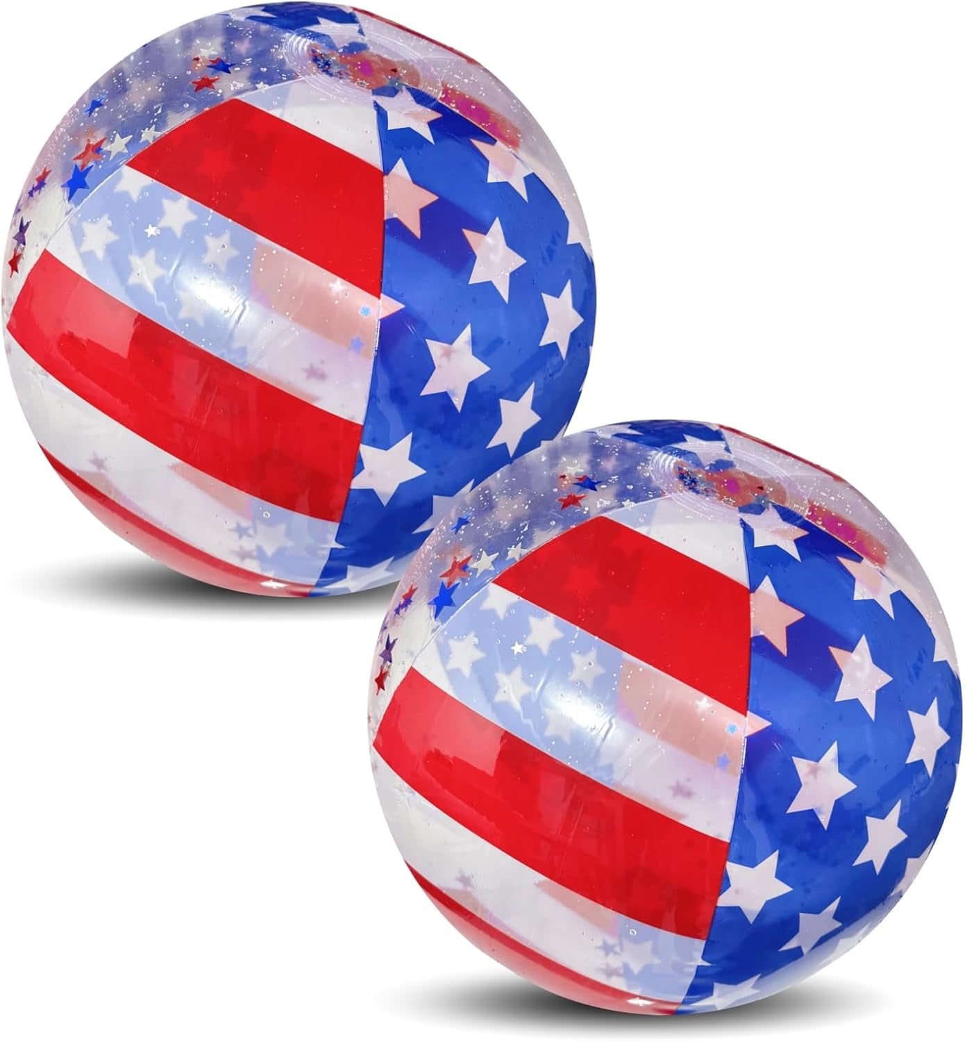 2 Pack Patriotic Beach Balls 20 Inch Inflatable Ball Filled with Stars ...