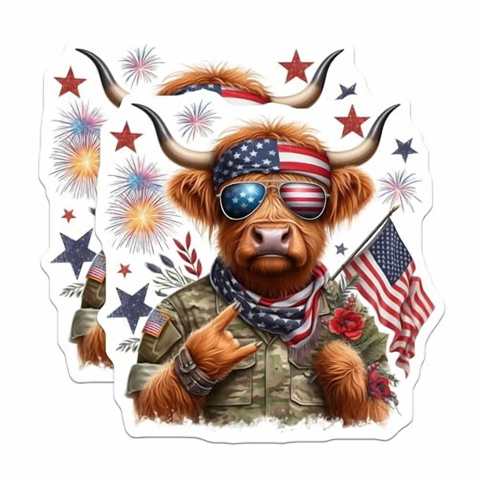 (2 Pack) Patriotic Cow Magnets - American Flag Magnet - 4th of July ...