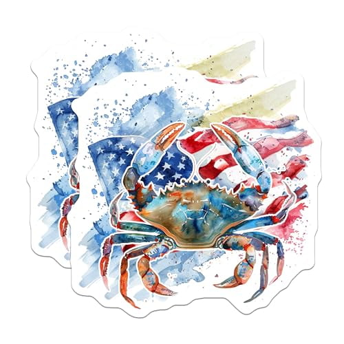 (2 Pack) Patriotic Crab Magnets - American Flag Magnet - Sea Life ...