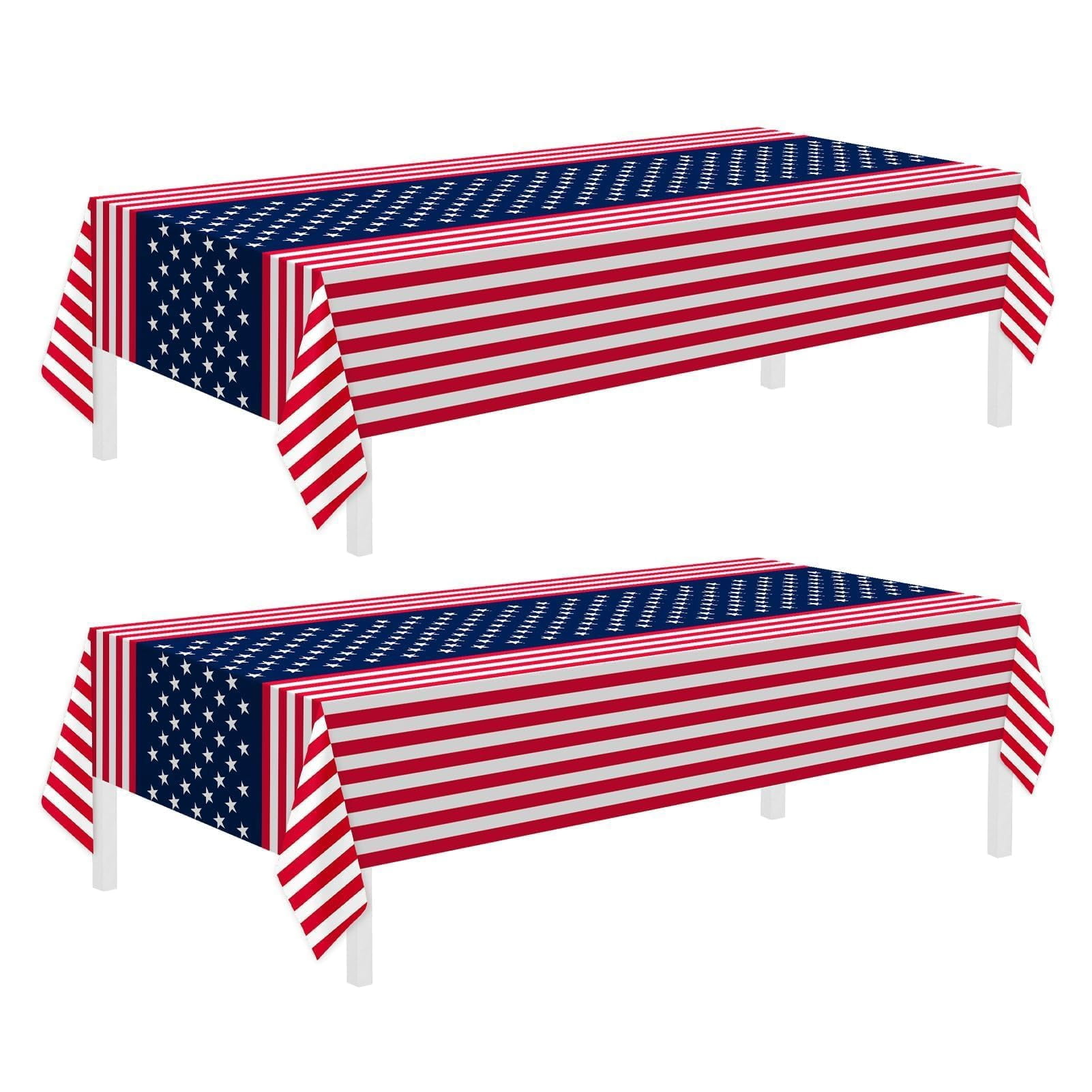 2 Pack Patriotic Disposable Tablecloths 54 x 108 Inches American Flag ...
