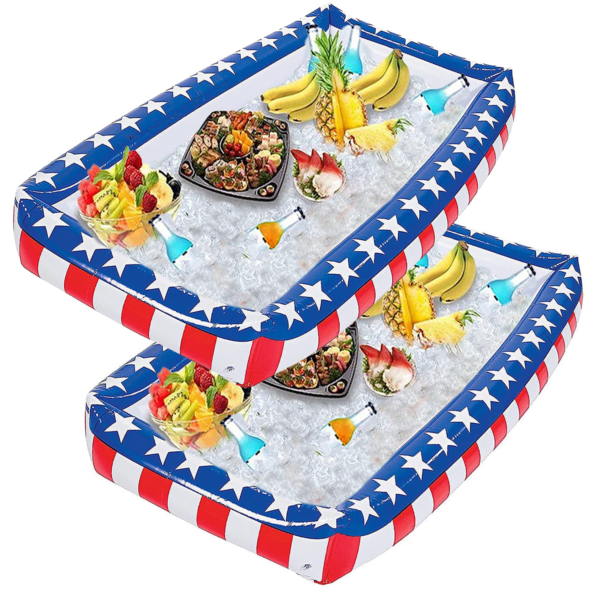 4E's Novelty Patriotic Inflatable Serving Cooler Trays for Party, 2 ...