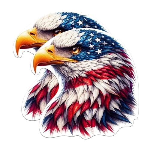 (2 Pack) Patriotic USA Flag Bald Eagle Screaming Eagle Magnets - USA Flag - 5 Inches On Longest ...