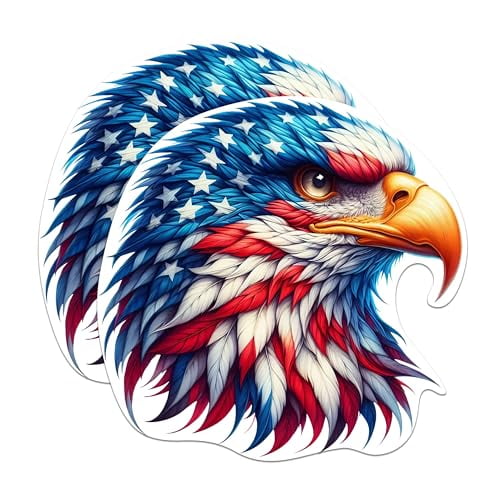 (2 Pack) Patriotic USA Flag Bald Eagle Screaming Eagle Magnets - USA Flag Magnets - 5 Inches On ...