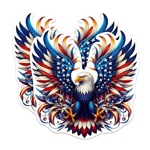 (2 Pack) Patriotic USA Flag Bald Eagle Screaming Eagle Magnets - USA Flag Magnets - 5 Inches On ...