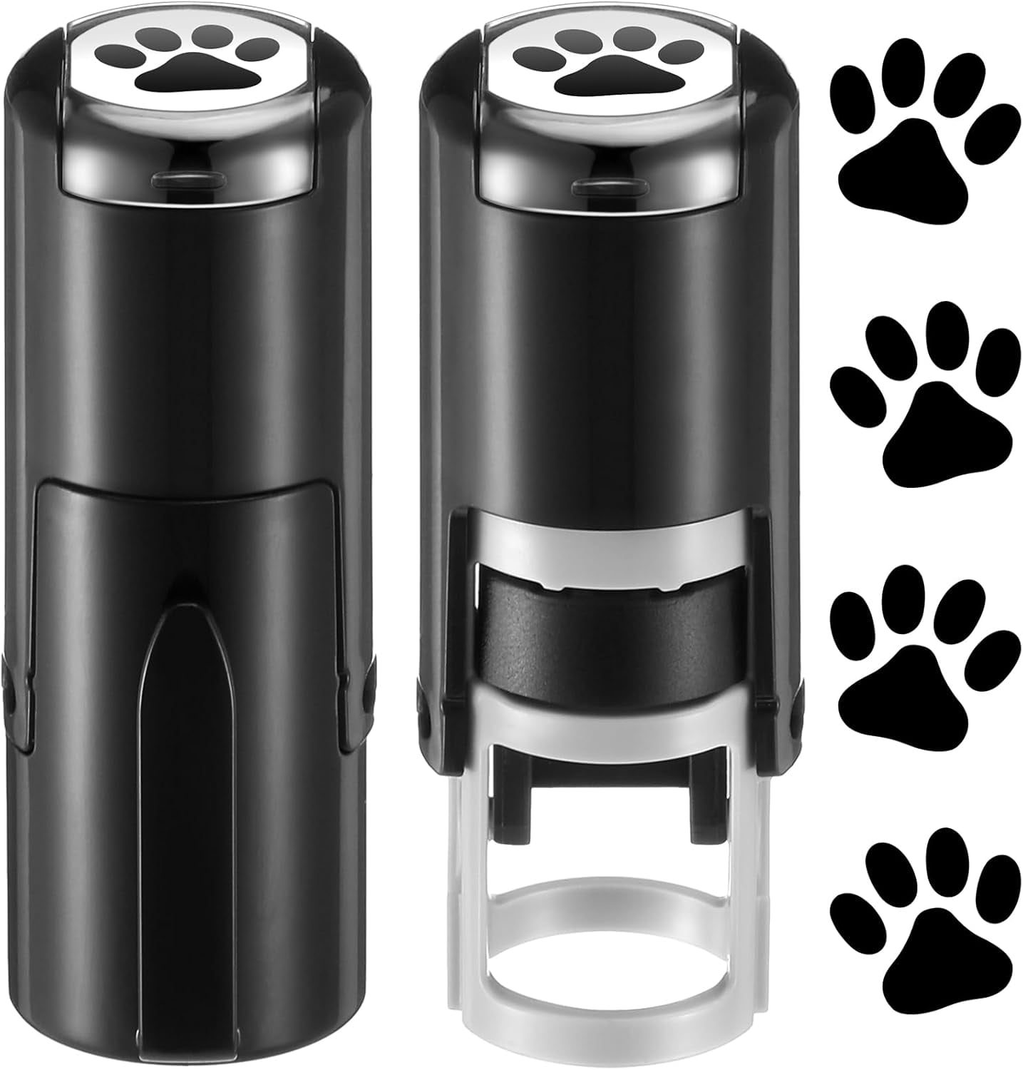 2 Pack Paw Print Stamps Animal Paw Print Stamper Mini Black Self Inking ...