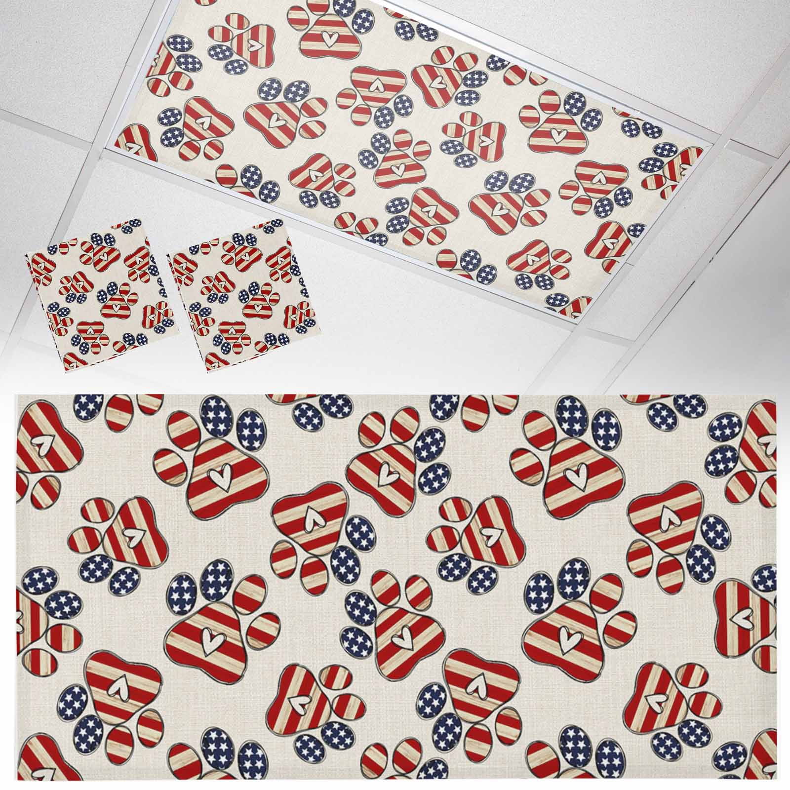 2 Pack Paw Prints Fluorescent Light Covers for Ceiling Lights Stars ...