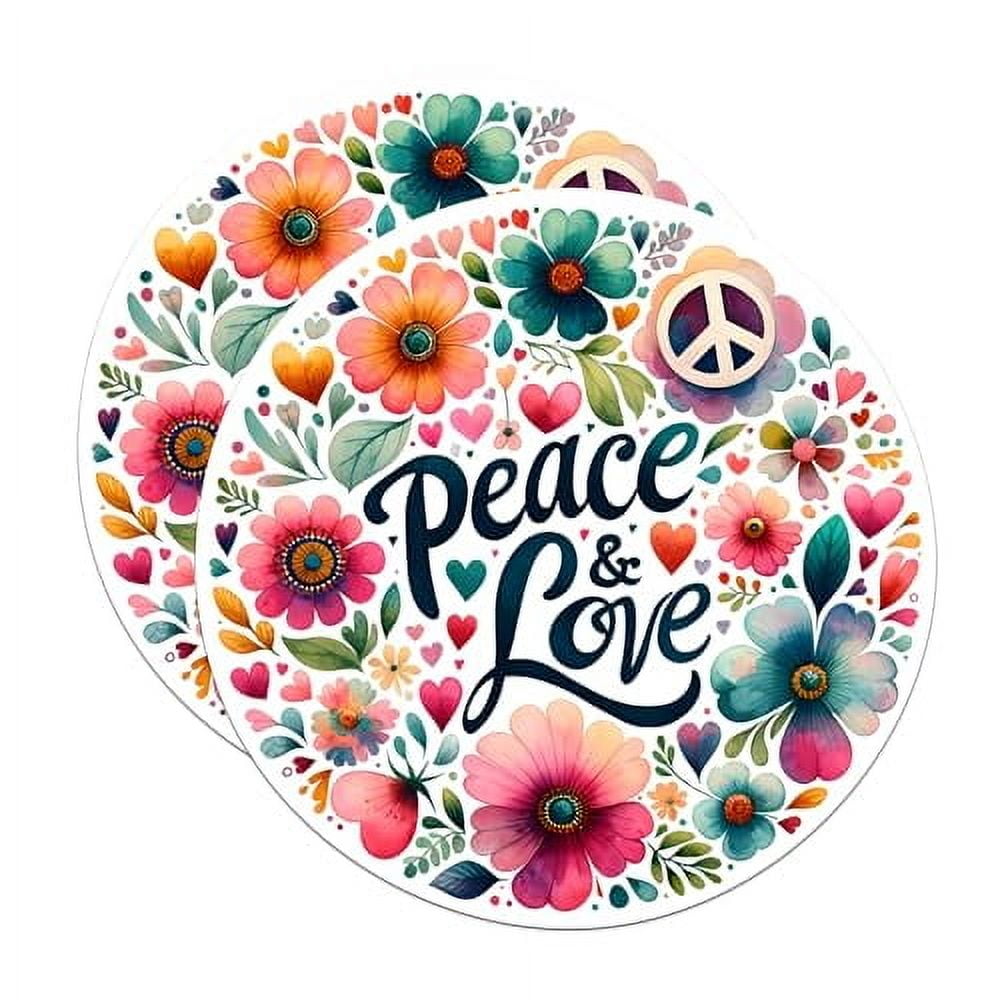 (2 Pack) Peace & Love Floral and Peace Sign Stickers - Empowering Peace ...
