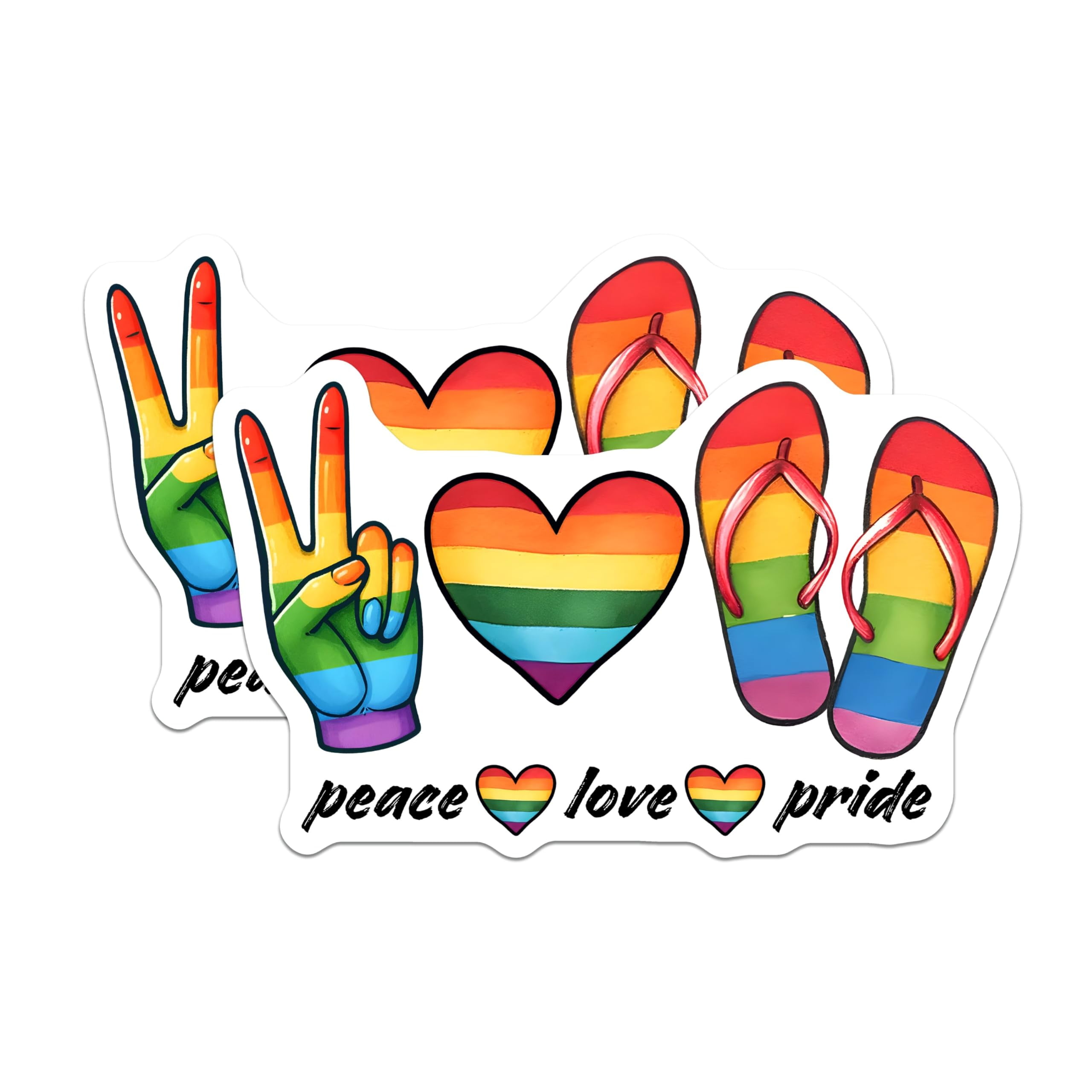 (2 Pack) Peace Love Pride Magnets - Rainbow Heart - Flip Flop ...