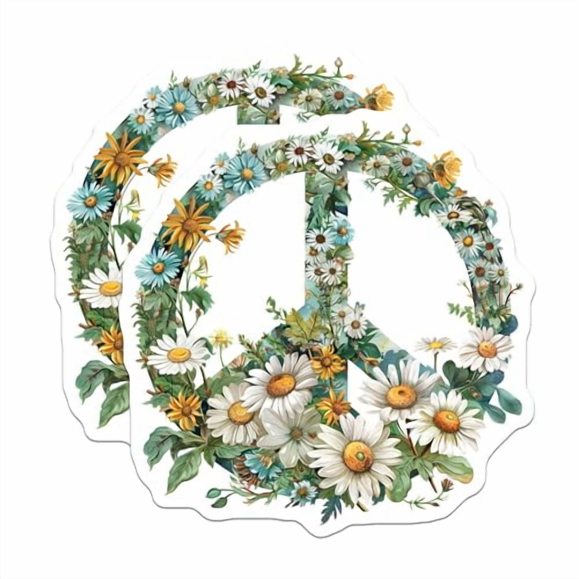 (2 Pack) Peace Symbol Flower Magnets Magnets - Floral Peace Sign - 5 ...
