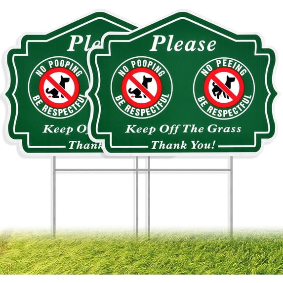 2 Pack No Peeing and No Pooping Dog Sign, Please Be Respectful Keep Off ...