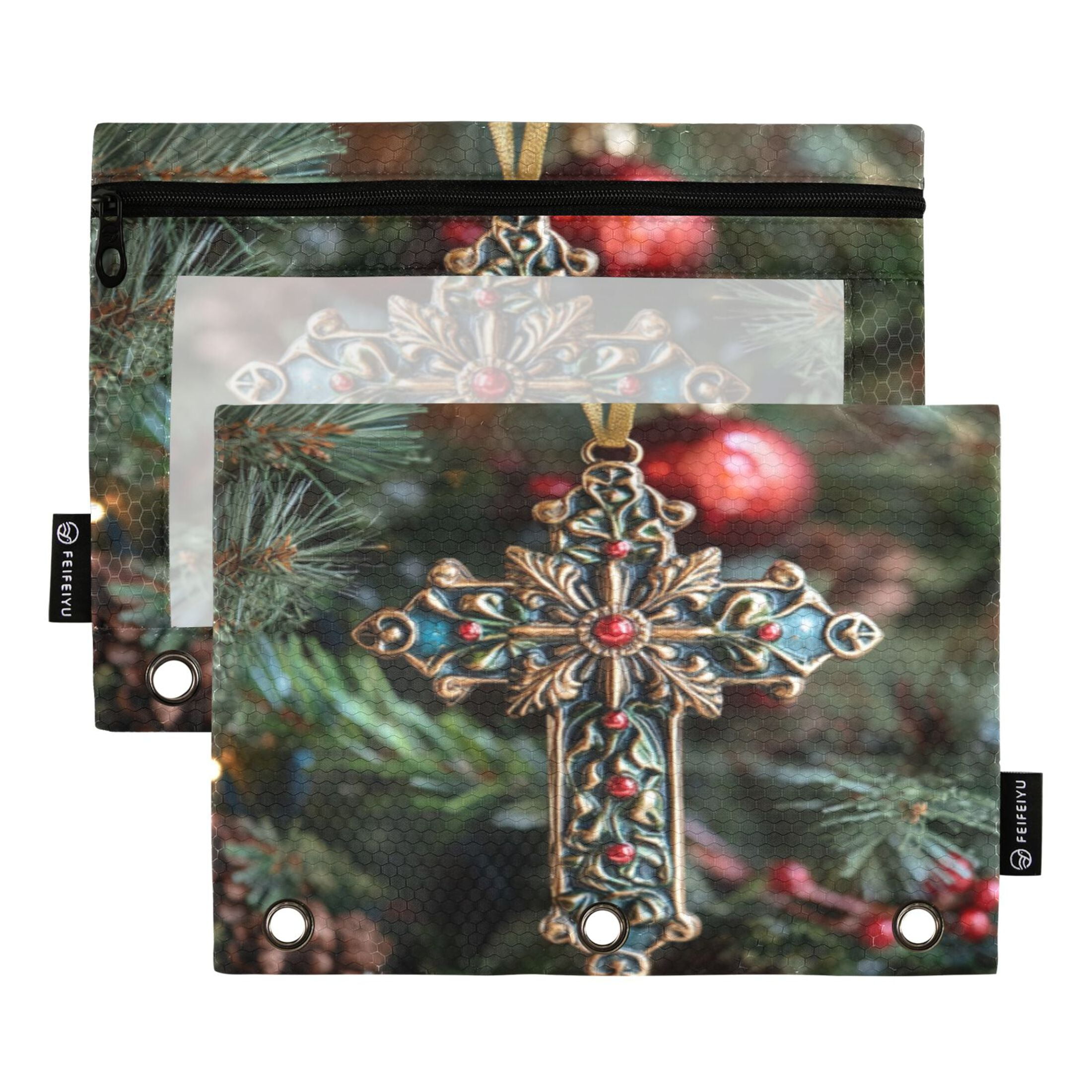 2 Pack Pencil Bag 9.84x6.1 Inch 3-Ring Page Turning Folder Zipper ...