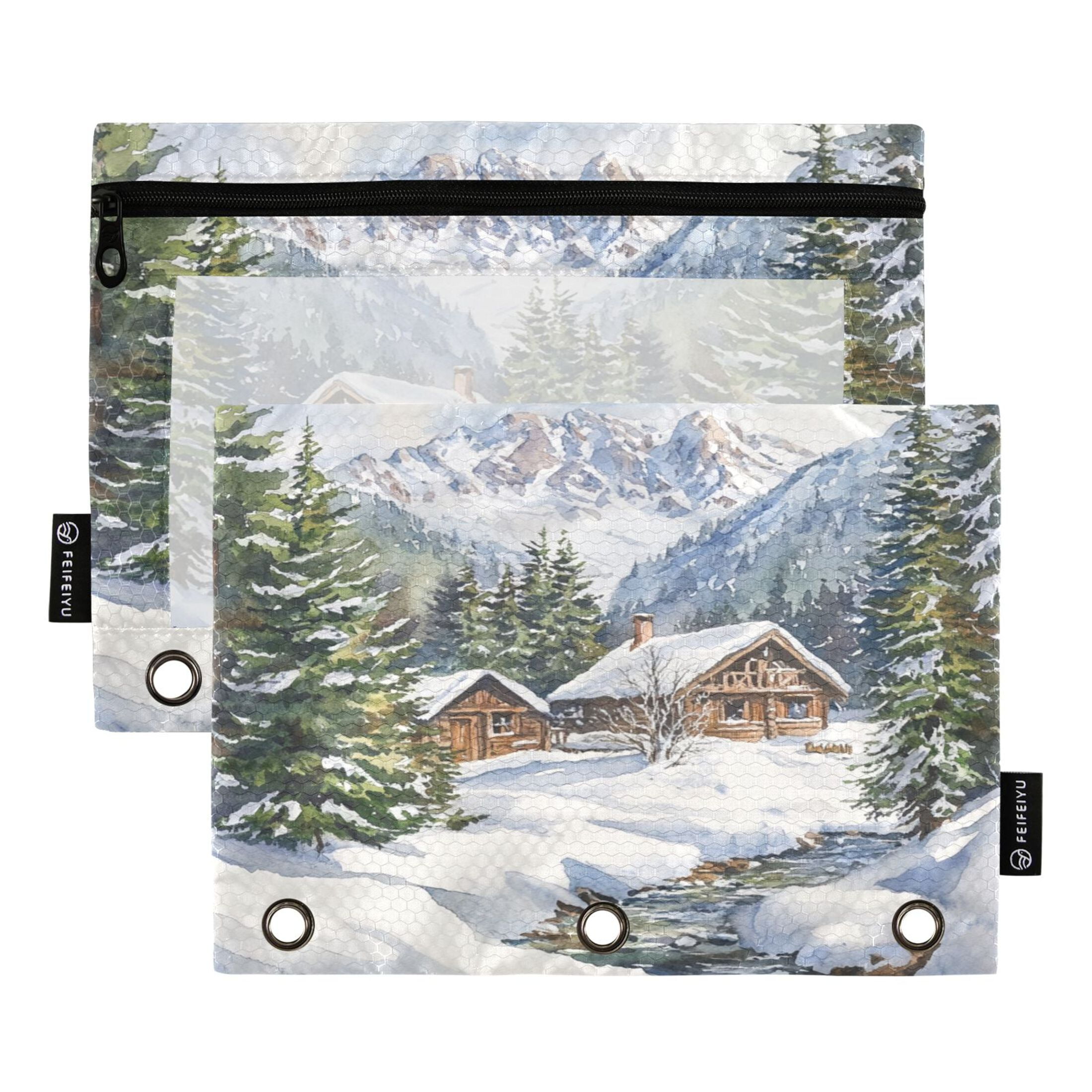 2 Pack Pencil Bag 9.84x6.1 Inch 3-Ring Page Turning Folder Zipper ...