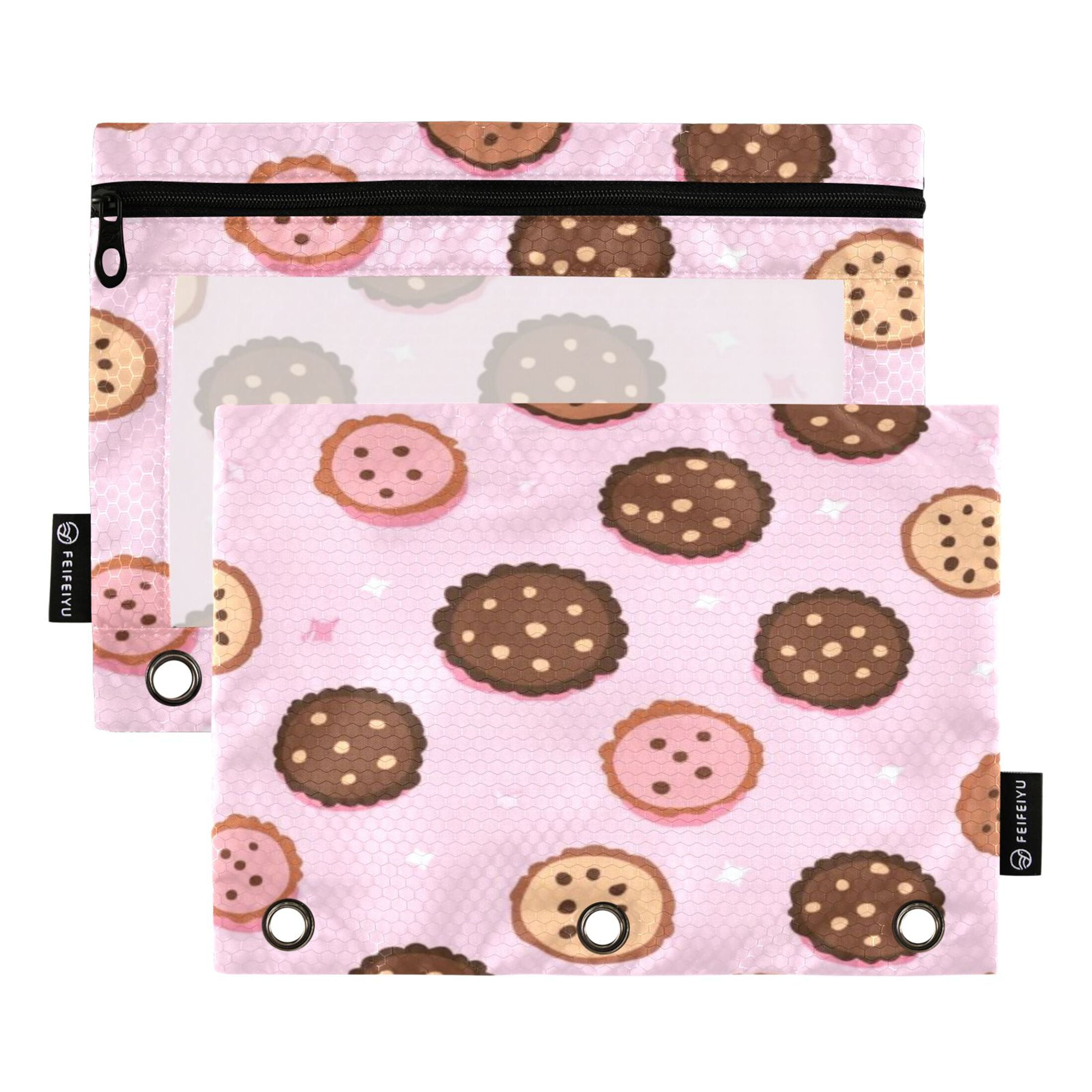 2 Pack Pencil Bag 9.84x6.1 Inch 3-Ring Page Turning Folder Zipper ...