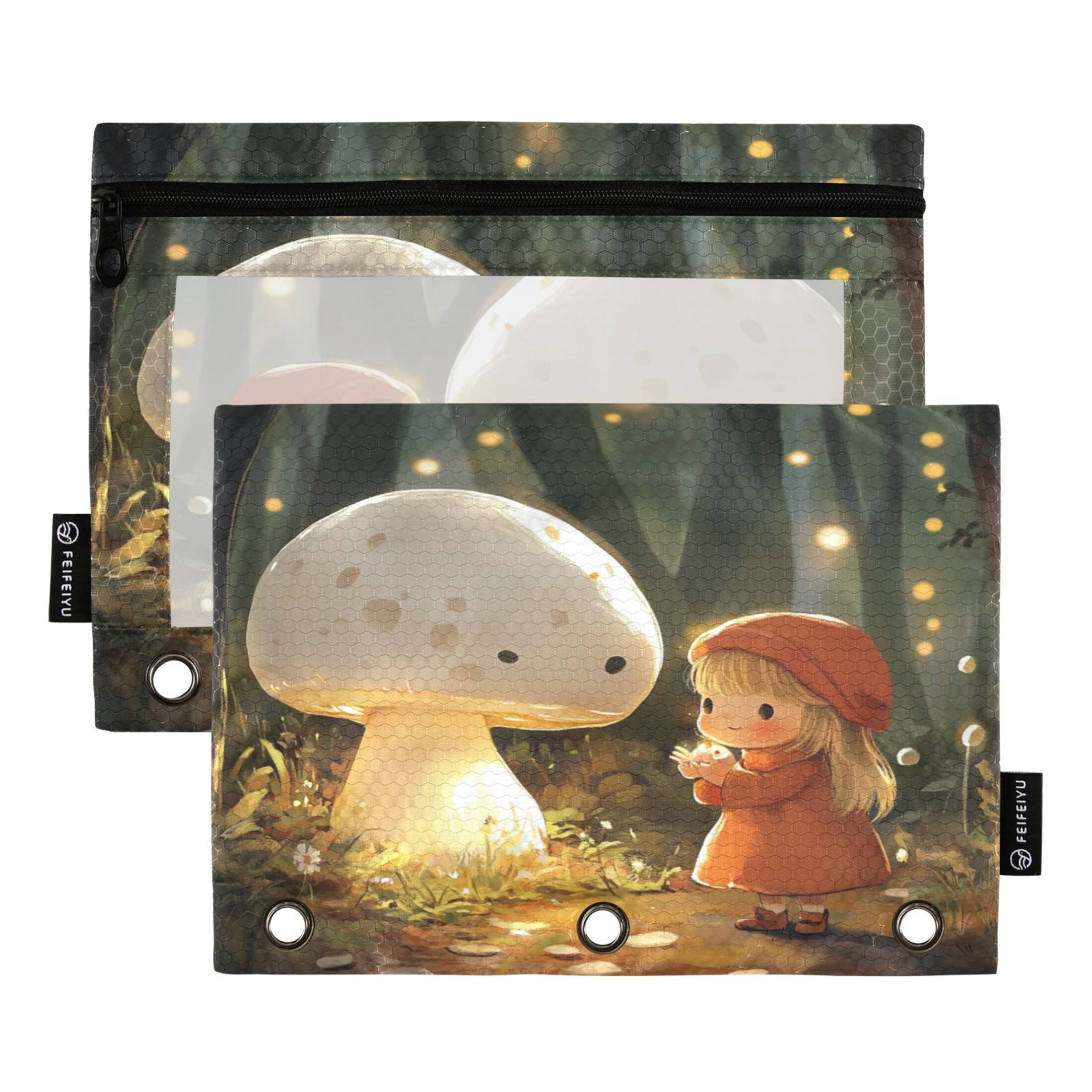 2 Pack Pencil Bag 9.84x6.1 Inch 3-Ring Page Turning Folder Zipper ...