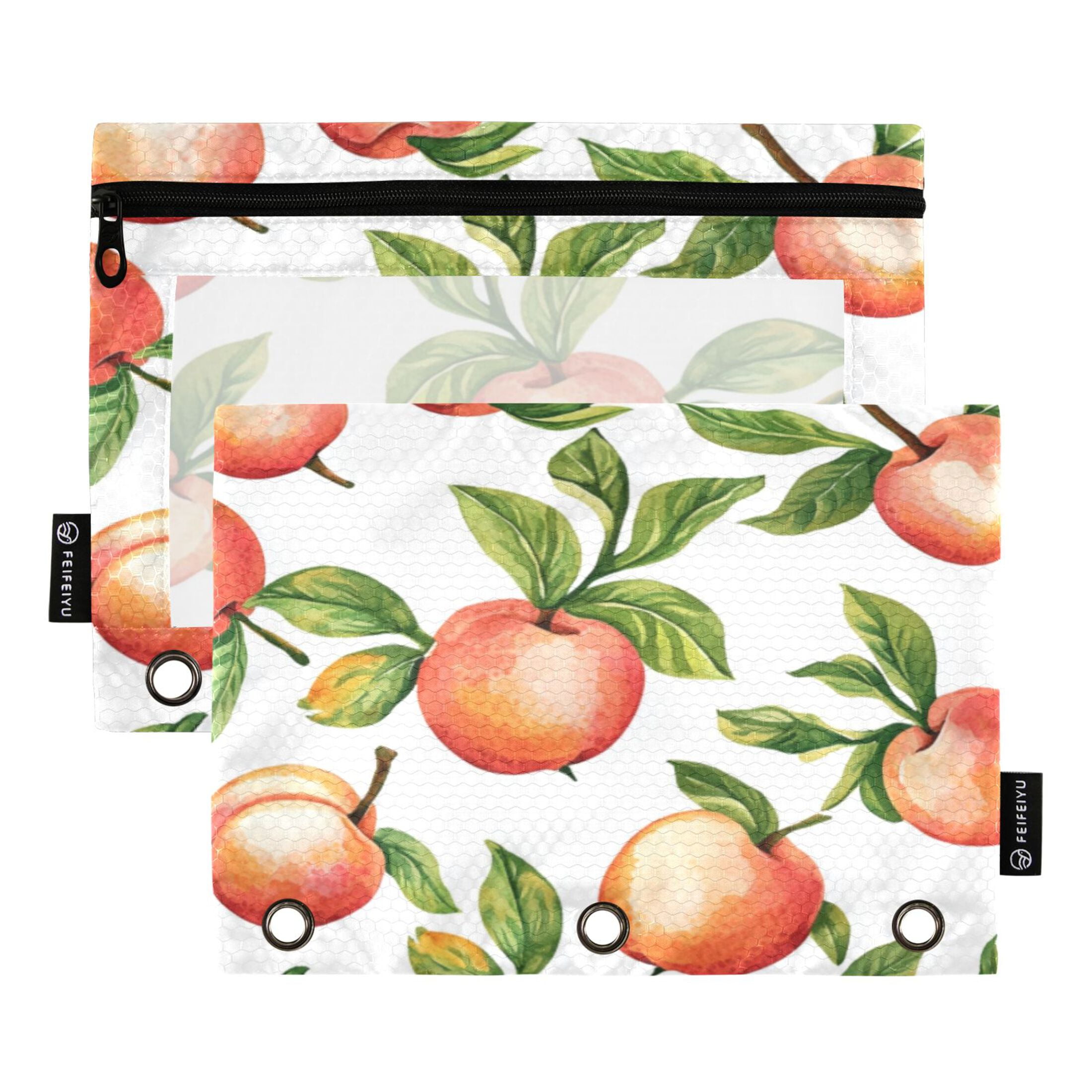 2 Pack Pencil Bag 9.84x6.1 Inch 3-Ring Page Turning Folder Zipper ...