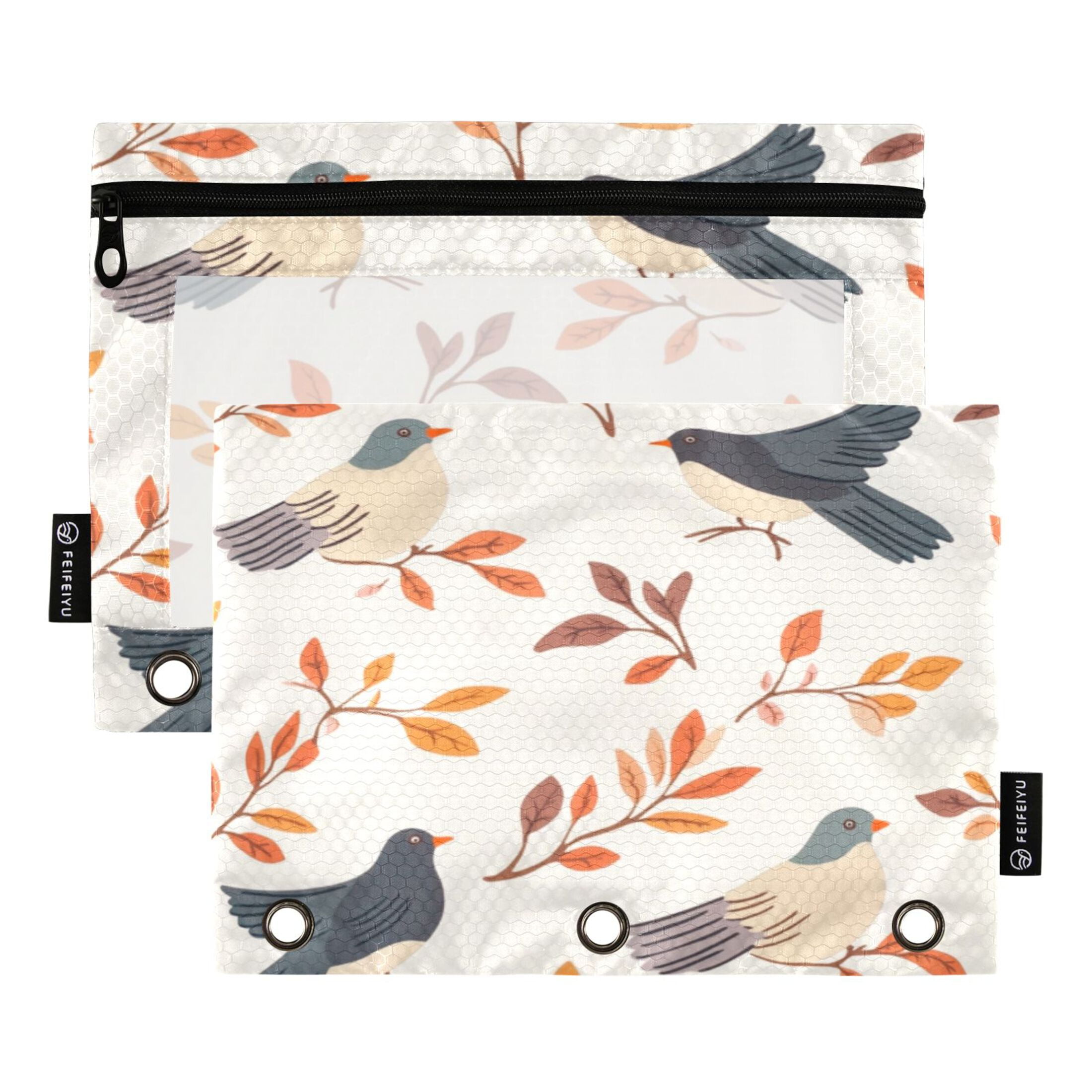 2 Pack Pencil Bag 9.84x6.1 Inch 3-Ring Page Turning Folder Zipper ...