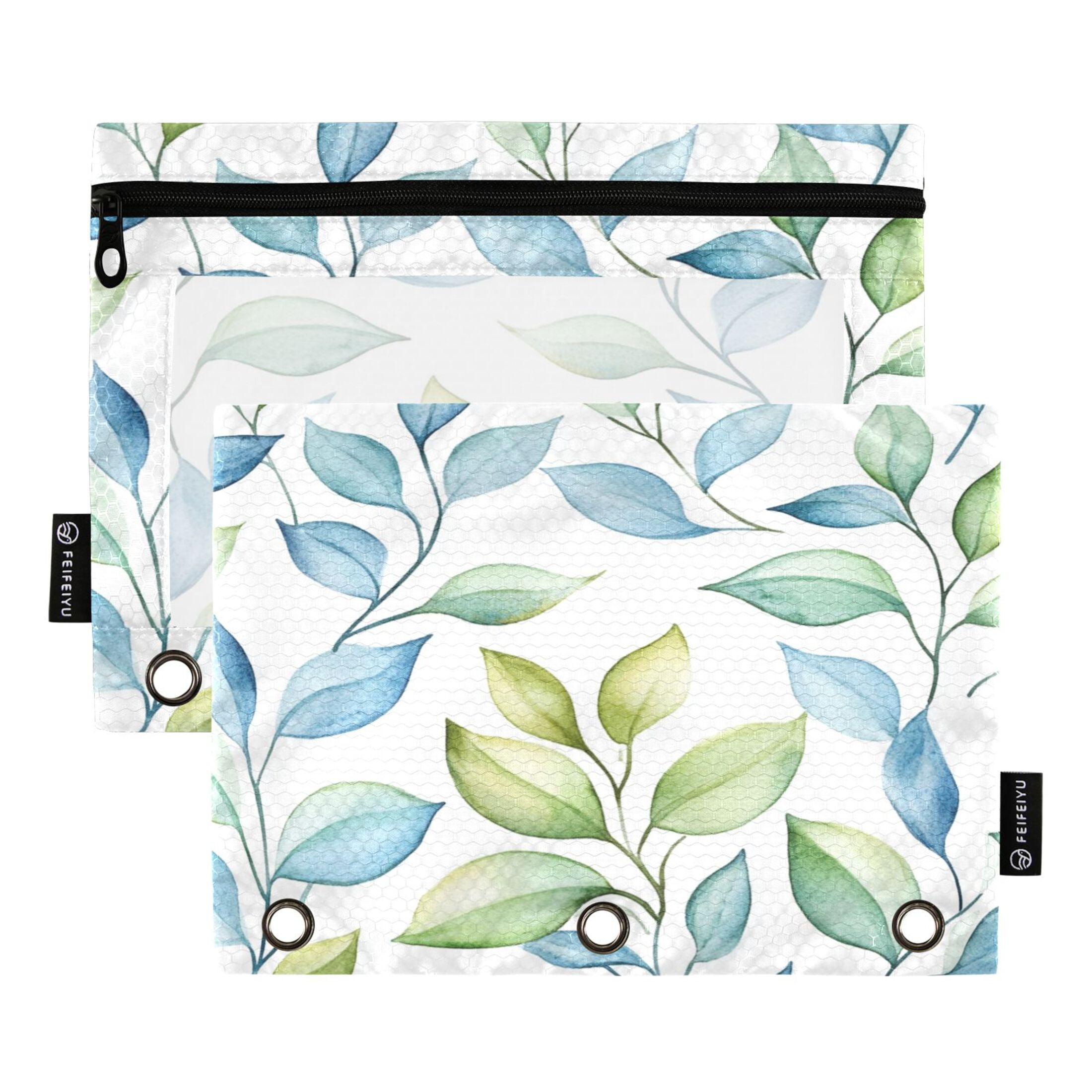 2 Pack Pencil Bag 9.84x6.1 Inch 3-Ring Page Turning Folder Zipper ...