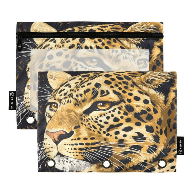 2 Pack Pencil Bag 9.84x6.1 Inch 3-Ring Page Turning Folder Zipper ...