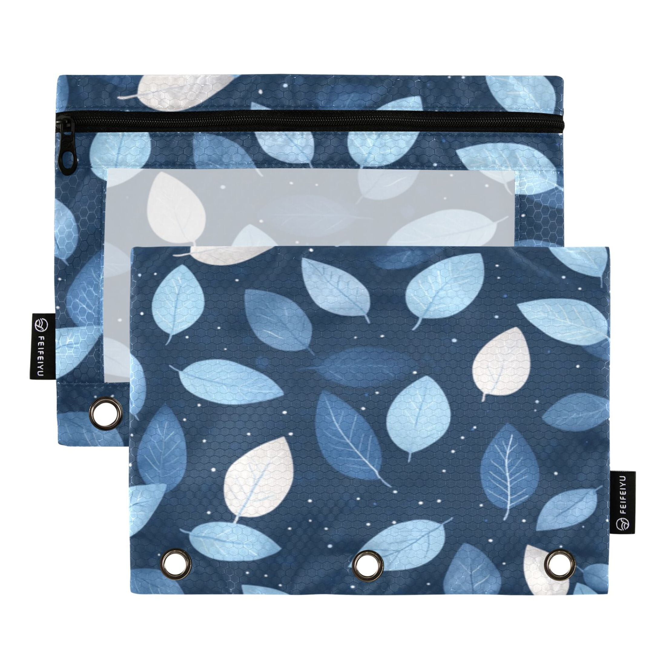 2 Pack Pencil Bag 9.84x6.1 Inch 3-Ring Page Turning Folder Zipper ...