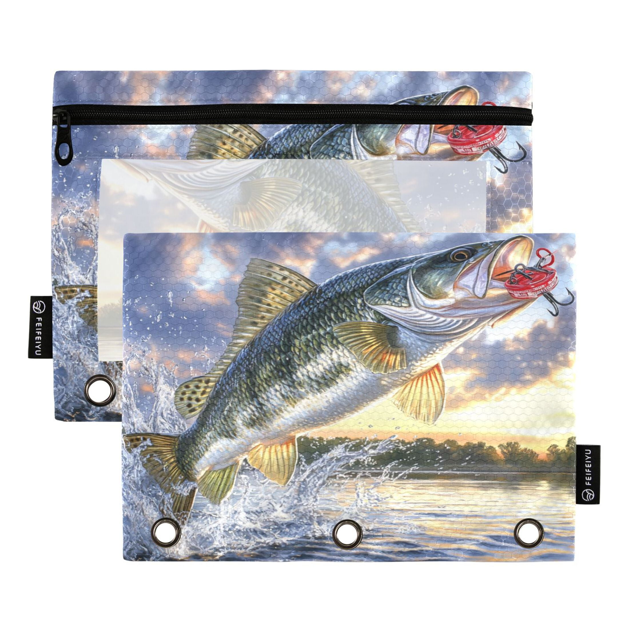 2 Pack Pencil Bag 9.84x6.1 Inch 3-Ring Page Turning Folder Zipper ...