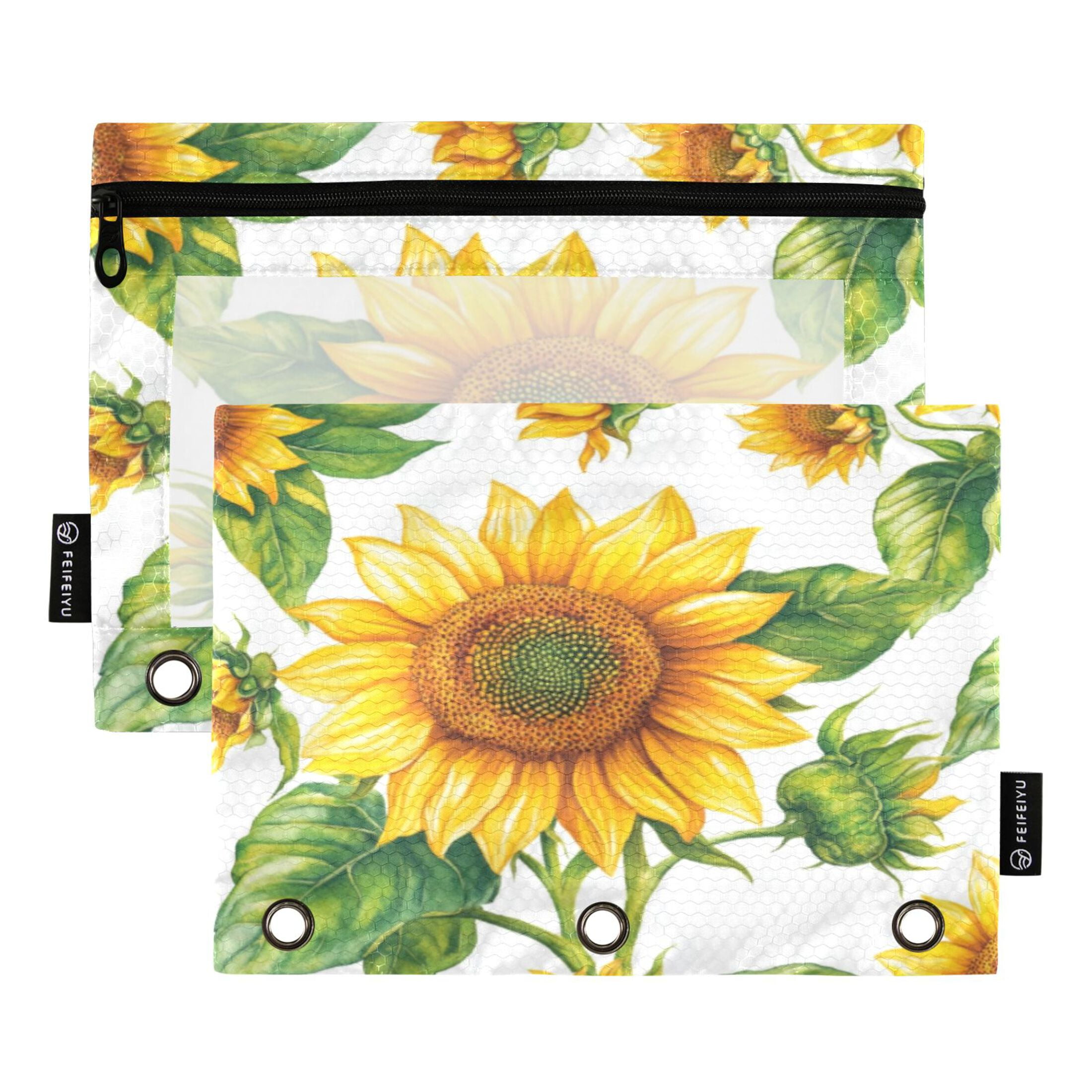 2 Pack Pencil Bag 9.84x6.1 Inch 3-Ring Page Turning Folder Zipper ...