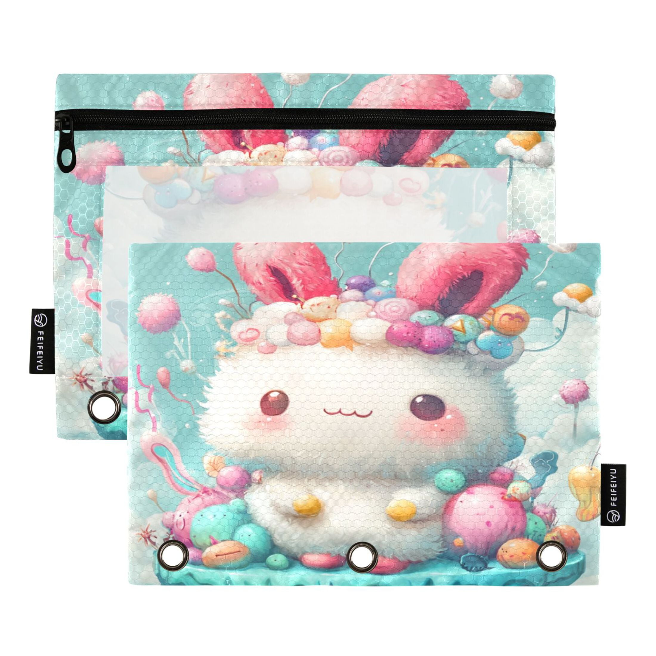 2 Pack Pencil Bag 9.84x6.1 Inch 3-Ring Page Turning Folder Zipper ...