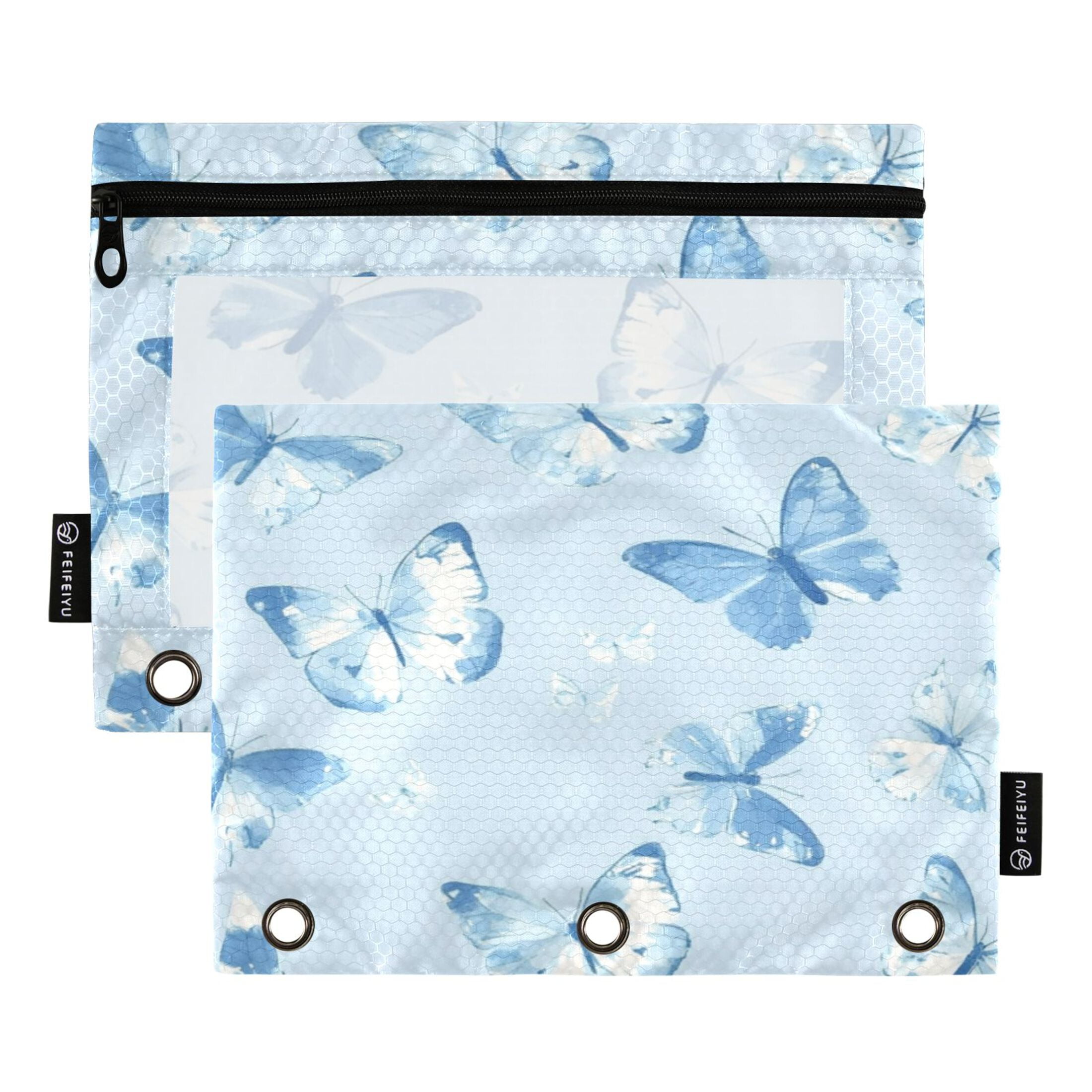 2 Pack Pencil Bag 9.84x6.1 Inch 3-Ring Page Turning Folder Zipper ...