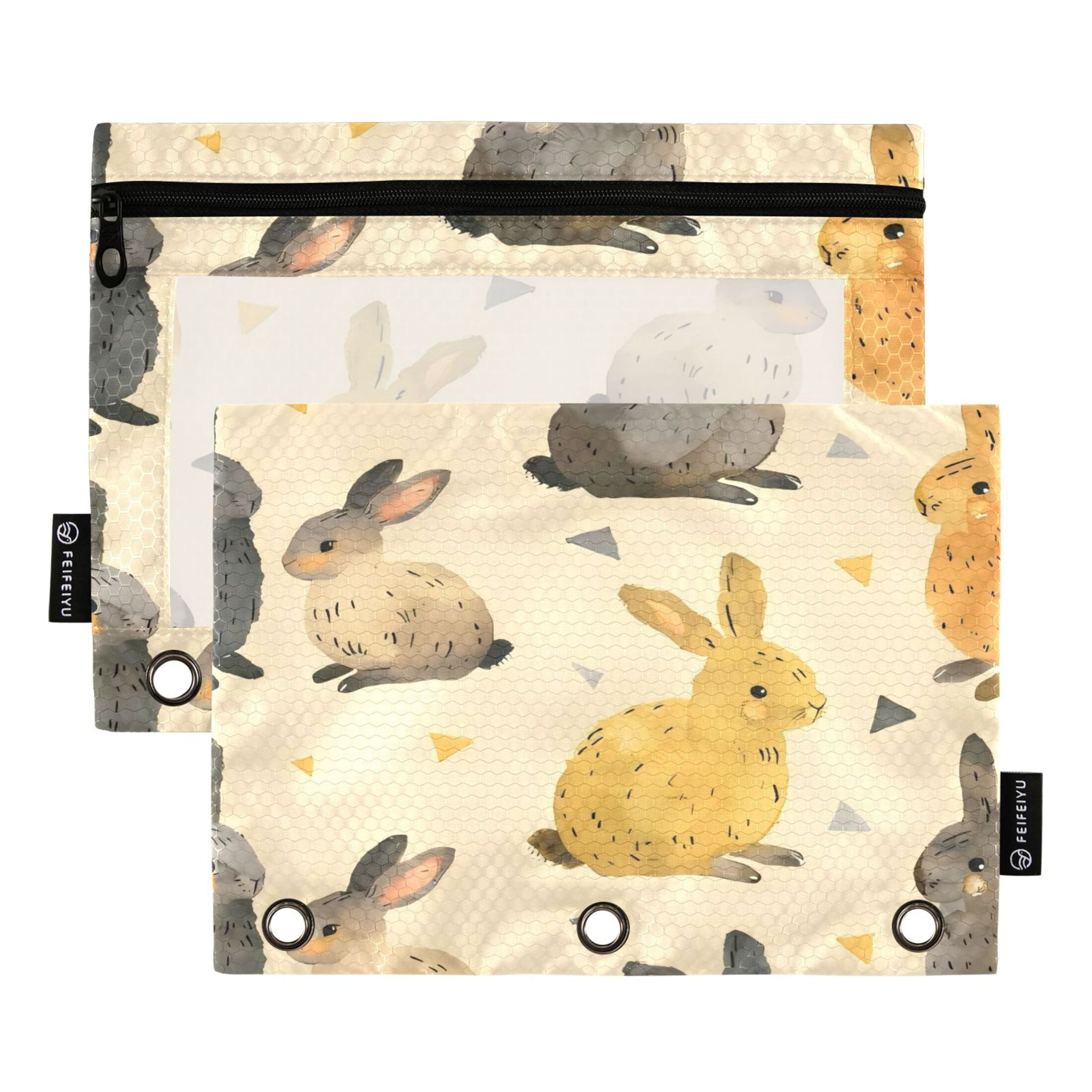 2 Pack Pencil Bag 9.84x6.1 Inch 3-Ring Page Turning Folder Zipper ...