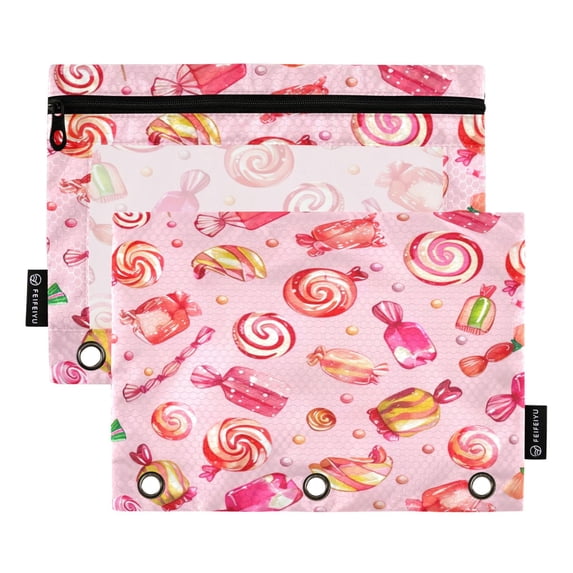 2 Pack Pencil Bag 9.84x6.1 Inch 3-Ring Page Turning Folder Zipper ...