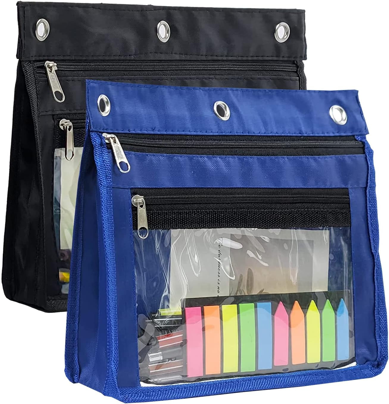 2 Pack Pencil Pouch Stationery Bag for 3 Ring Binder, Expandable Large ...