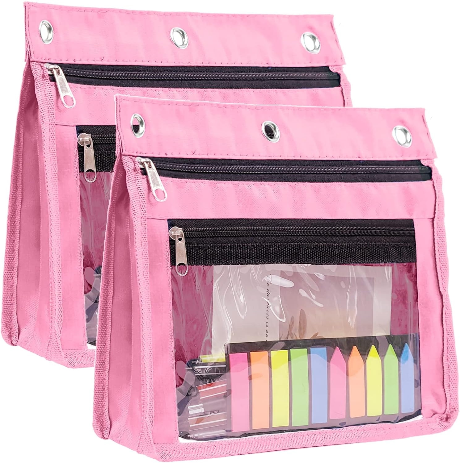 2 Pack Pencil Pouch Stationery Bag for 3 Ring Binder, Expandable Large ...