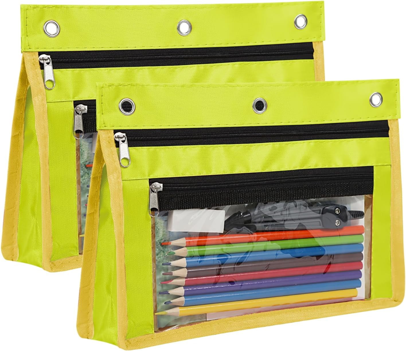 2 Pack Pencil Pouch Stationery Bag for 3 Ring Binder, Expandable Large ...