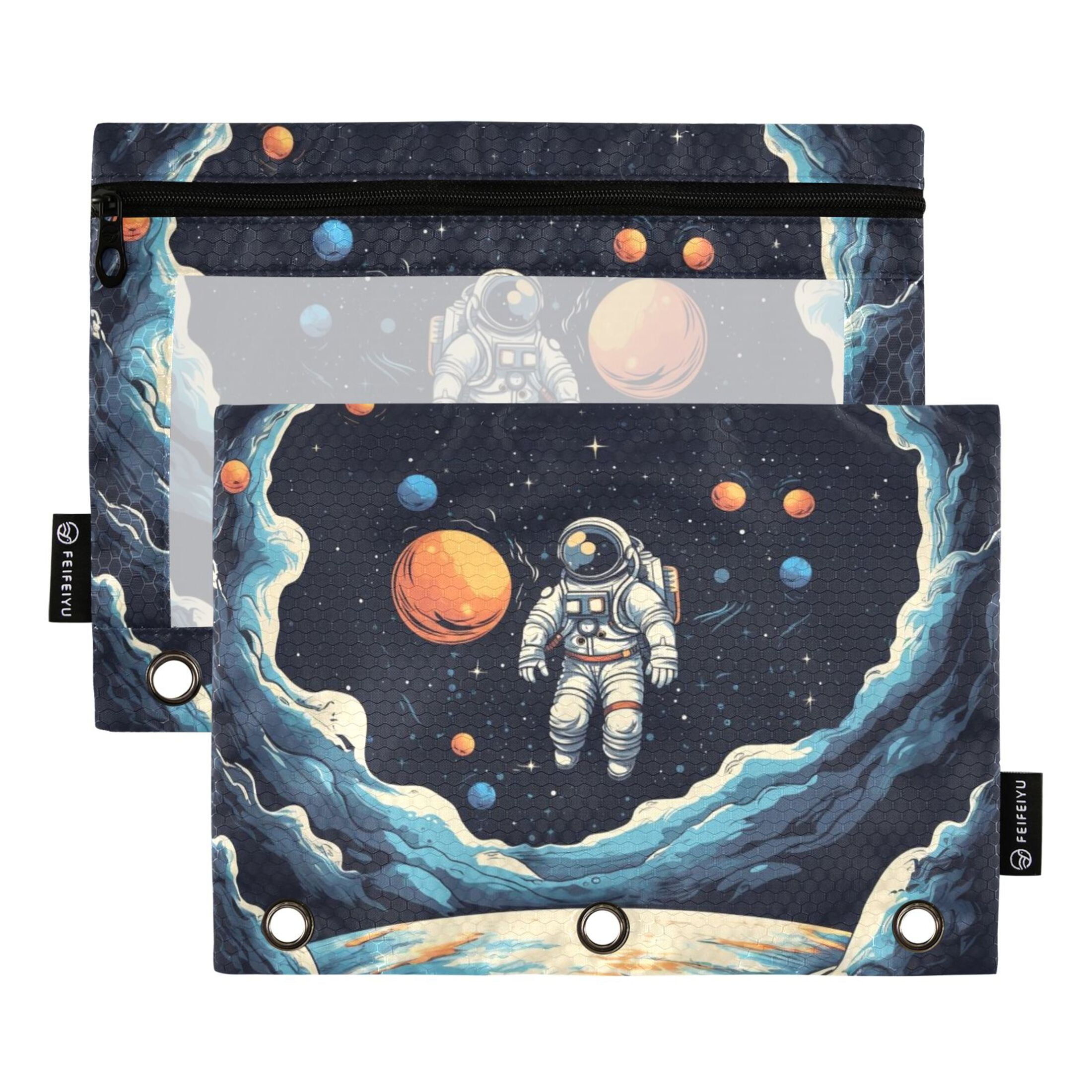 2 Pack Pencil Pouch for 3 Ring Binder Astronaut Space Universe Pencil ...