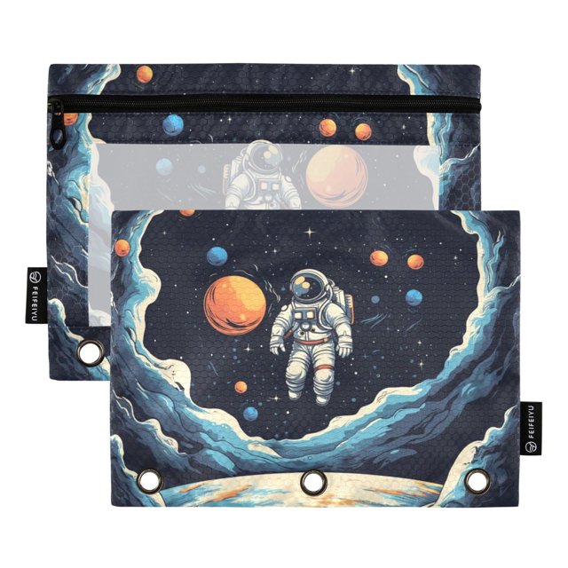 2 Pack Pencil Pouch for 3 Ring Binder Astronaut Space Universe Pencil ...