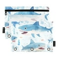 2 Pack Pencil Pouch for 3 Ring Binder Sharks Pencil Case Clear Window ...
