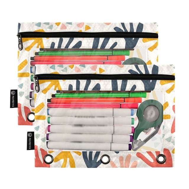 2 Pack Pencil Pouch for 3 Ring Binder Smooth Zipper Folders with ...