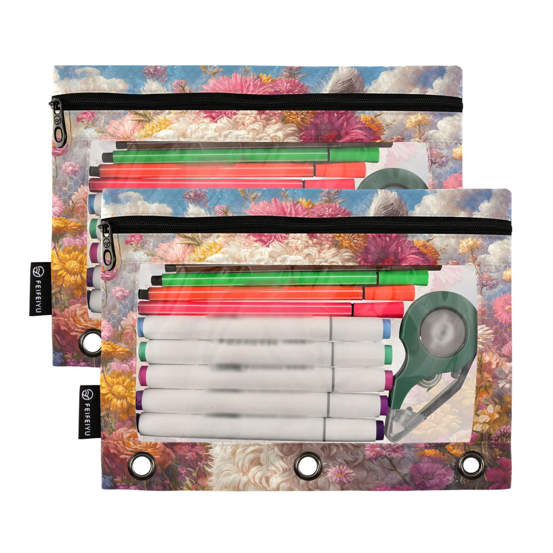 2 Pack Pencil Pouch for 3 Ring Binder Smooth Zipper Folders with ...